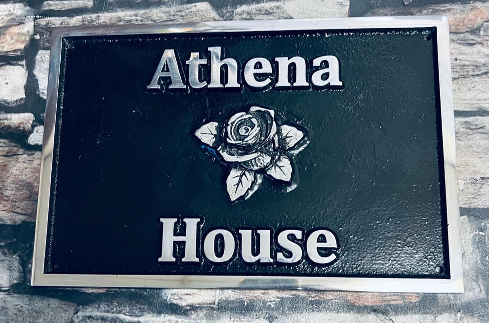 Personalised House Plaque with Cast Rose