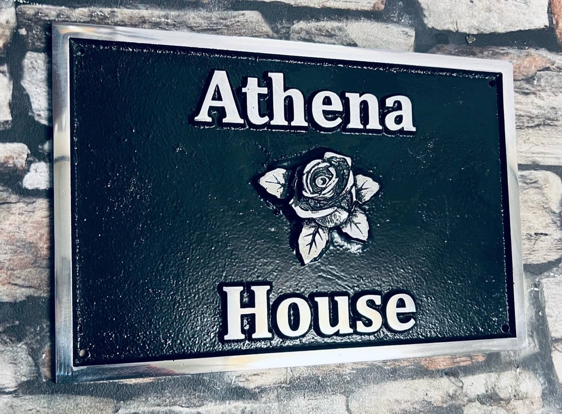 Personalised House Plaque with Cast Rose